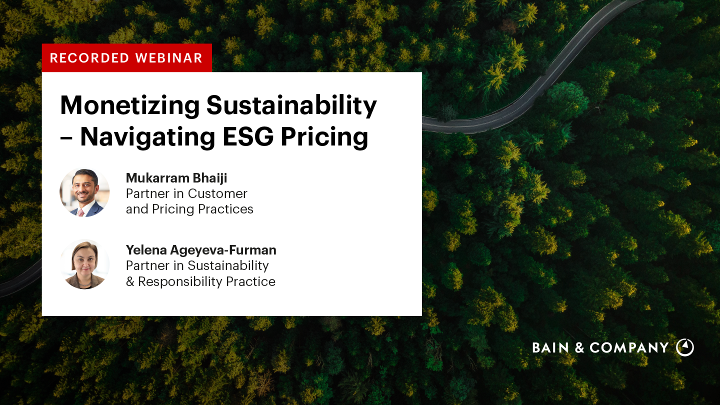 Developing a Successful Sustainability Pricing Strategy | Bain & Company
